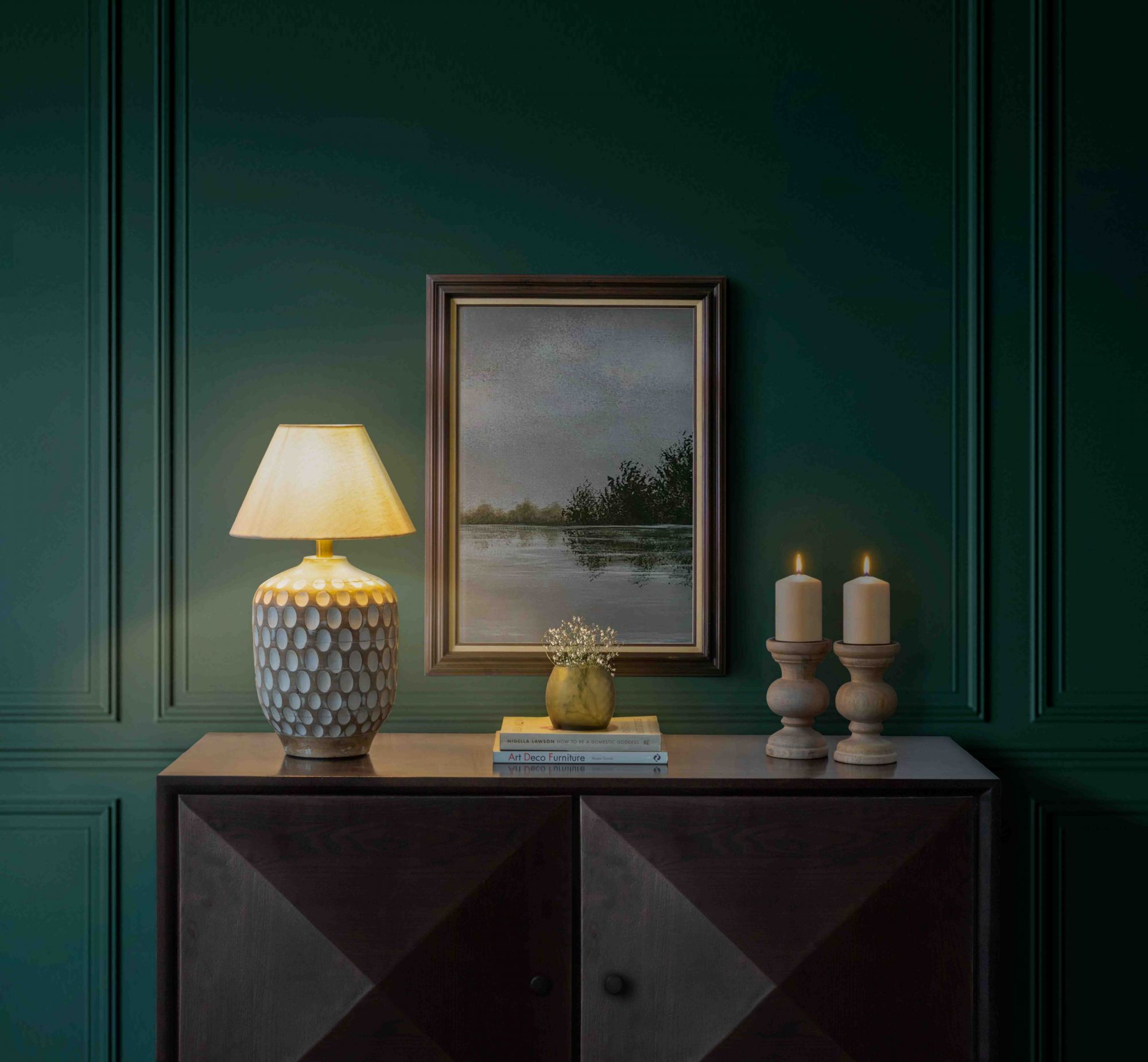 Malay Patterned Table Lamp - White Wash